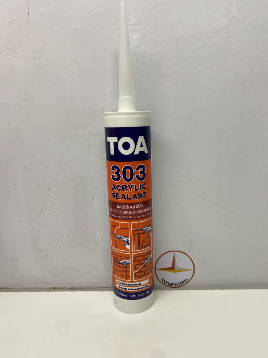 Keo Silicone Toa 303, Acrylic Sealant màu Trắng 280ML, keo chống dột, keo chống rỉ